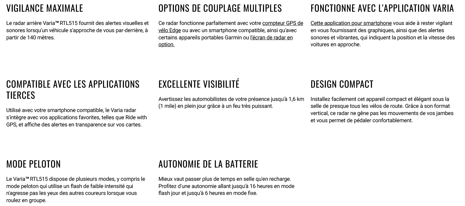 GARMIN FEUX RADAR VARIA RTL515